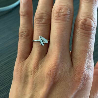 Sterling Silver Paper Plane Ring, Origami Ring, Love Letter Ring ...