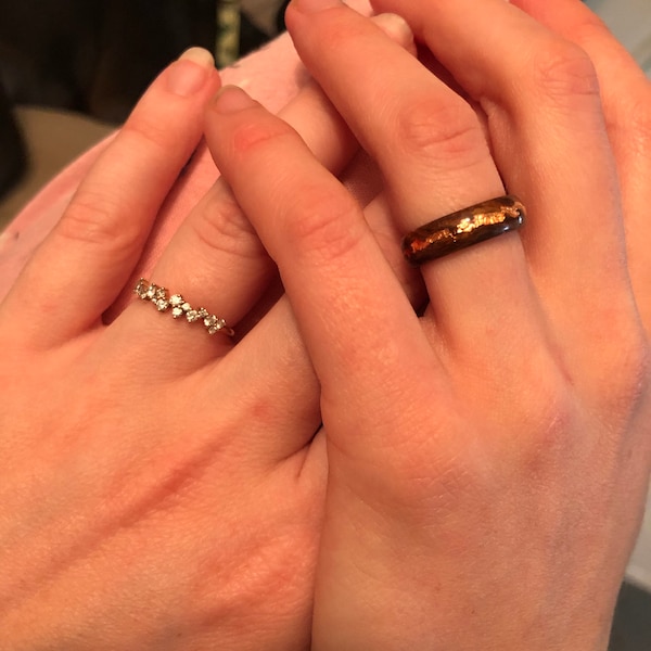 Ancient Kauri Spiral Grain Wood Ring With Central 24K Gold Vein ...