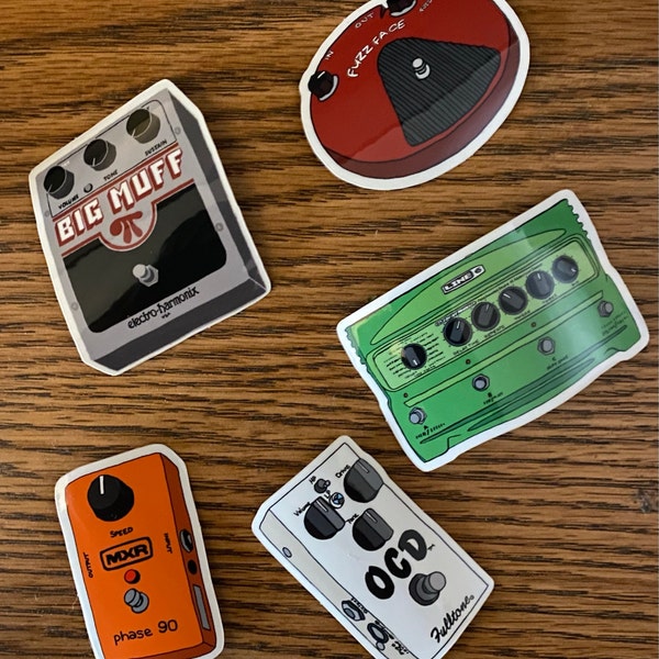 Guitar Effects Pedals Vinyl Sticker Set, Laptop Decals, Guitar Case ...