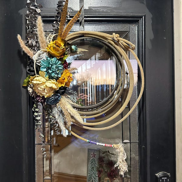 Rope Wreath, Western Lariat, Wreath,flower Wreath,turquoise, Cowboy ...