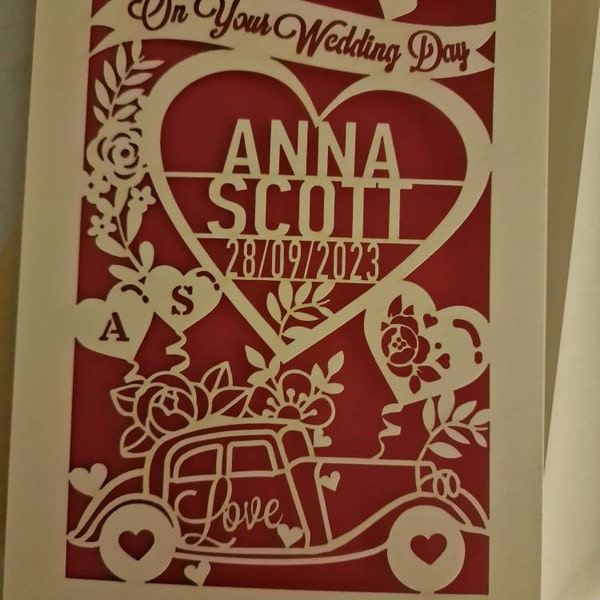 Personalised Papercut Wedding Card, Laser Cut Wedding Anniversary Card ...