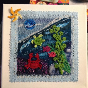 Set of 17 Cotton Crochet Sea Creatures Appliques, Sea Creature ...