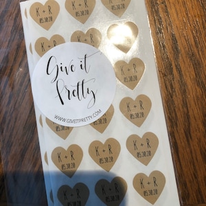 108 Custom Heart Stickers With Initials and Date Wedding Stickers and ...