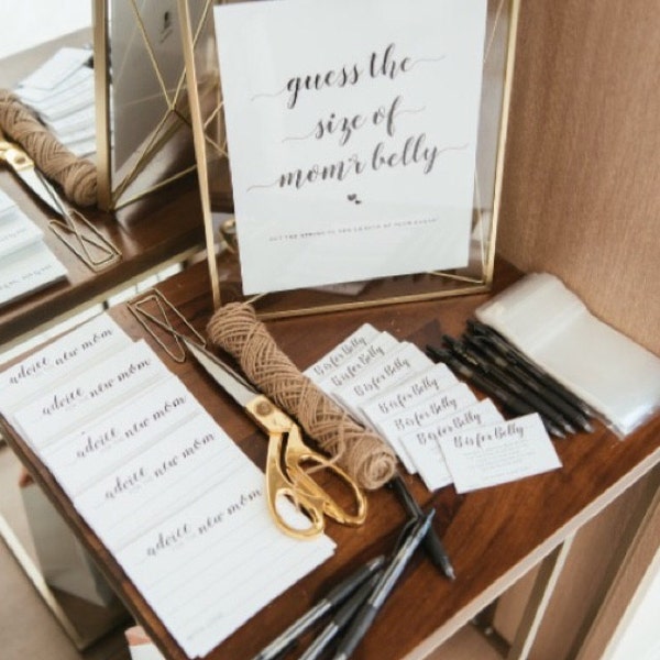 Guess the Size of Mom's Belly Game, Cut the String Shower Game, Mom's ...