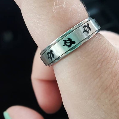 Spinner Ring Flowers Turtles Worry Ring, Rotating Ring for Anxiety and ...