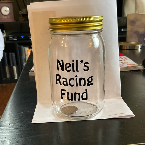 Custom Mason Jar Dollar Coin Money Slot Lid + Vinyl Text Vacation ...