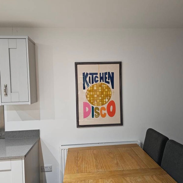 Kitchen Disco Print | Kitchen Poster | Foodie Gift | Rainbow | Poster ...