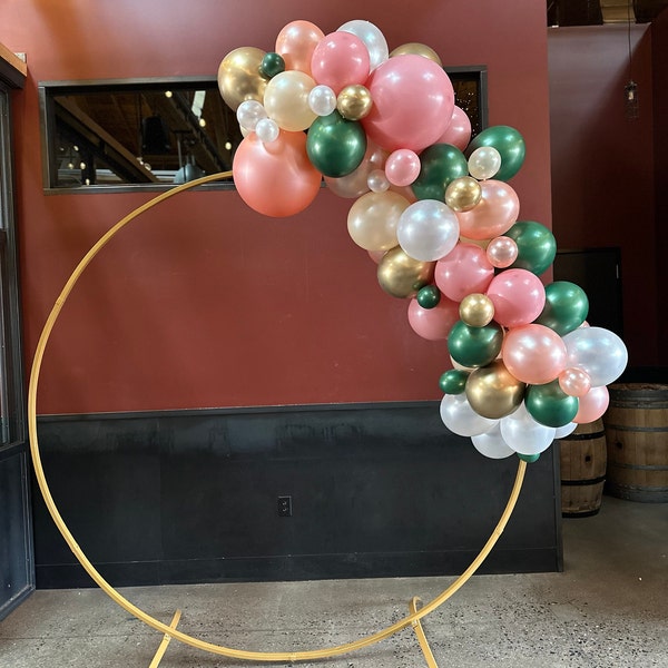 Pearl Forest Green, Rose Gold & Mauve Pink Balloon Arch Garland Kit. Rustic Boho Bridal Shower ...