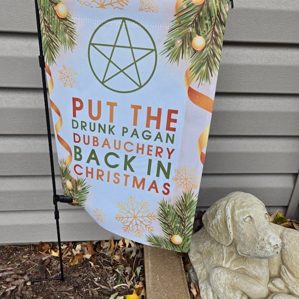 Funny Pagan Yard Garden Flag Christmas Witchy Sign Holiday Decor Winter ...