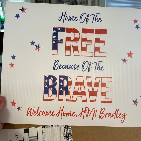 Support Our Troops Yard Sign, Military Yard Sign, Military Welcome Home ...