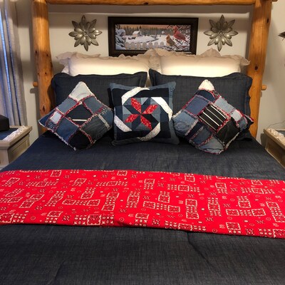 Blue Jeans Pockets Quilt Custom Queen Size Quilt Upcycled Denim Quilt ...