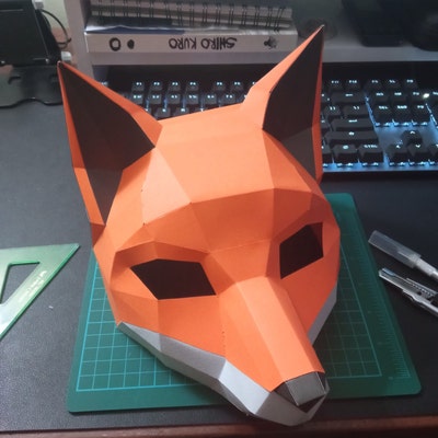 Fox Mask DIY Low Poly Animal Papercraft PDF Template Halloween Decor - Etsy