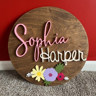 Custom Name Sign Round Sign Baby Name Sign Nursery Room - Etsy