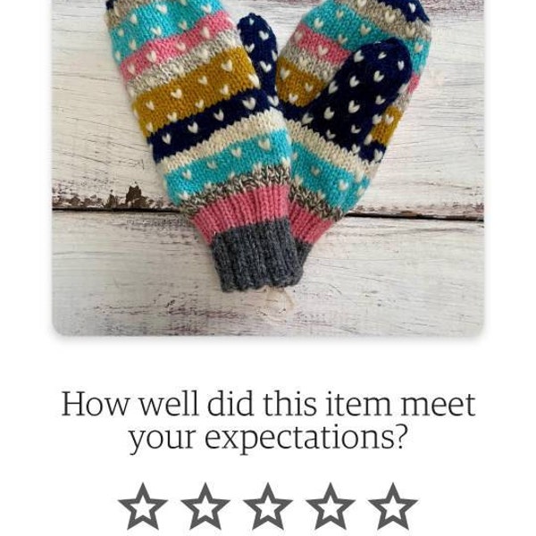 MADE TO ORDER Thrummed Mittens Hand Knit Grey and White Wool With Red ...