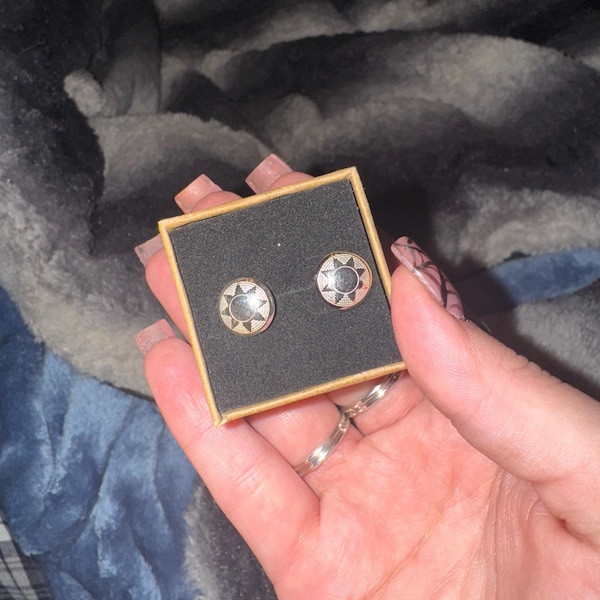 Sterling Silver Mini Concho Earrings, .925 Post Back Earrings, Small ...