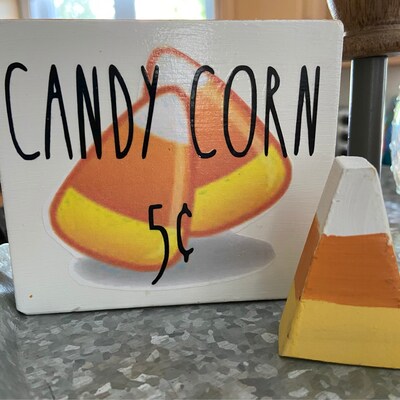 Wooden CANDY CORN SIGNS Chunky Wood Fall Decor Rustic Primitive ...