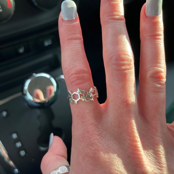 Serotonin Dopamine Ring Gold Molecule Science Ring Chemistry Jewelry ...