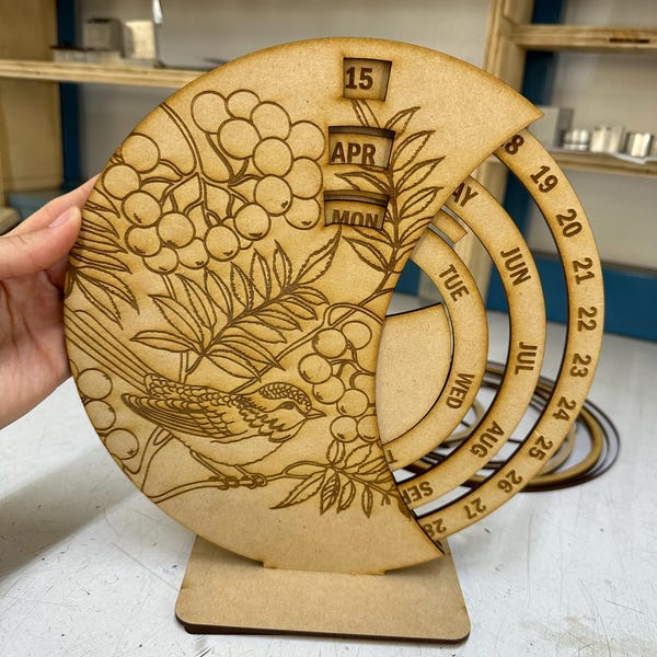 Wooden Laser Cut Perpetual Calendar, Vector Files for Wood Laser ...