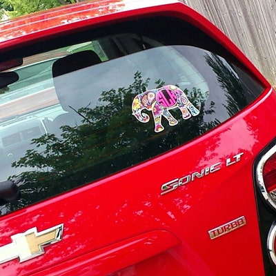 Custom Monogram Elephant Sticker Colorful Design Cute Car Decal ...