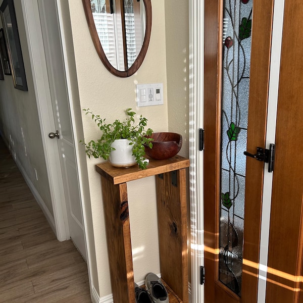 Narrow Console Table Rustic Wood Entryway Plant Stand Behind Couch/sofa ...