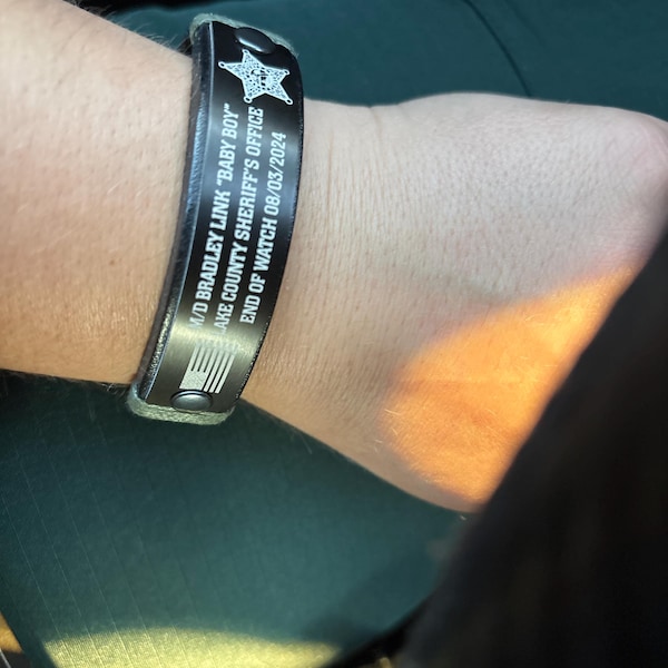 Custom Engraved Memorial Military Bracelet Military Black Stainless ...