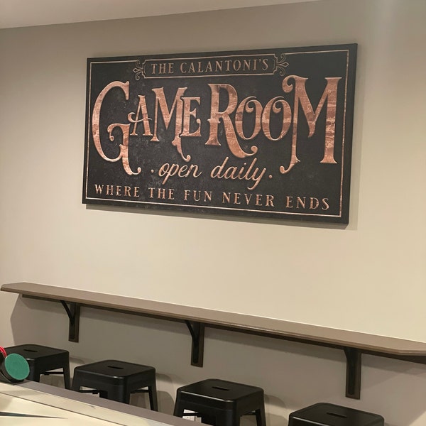 Personalized Game Room Sign Custom Family Last Name Modern Farmhouse ...