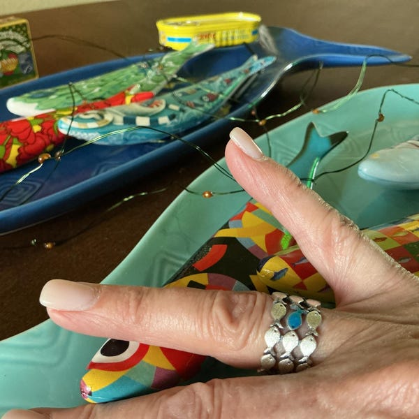 Swimming Against the Current. Sterling Adjustable Ring. School of Fish ...