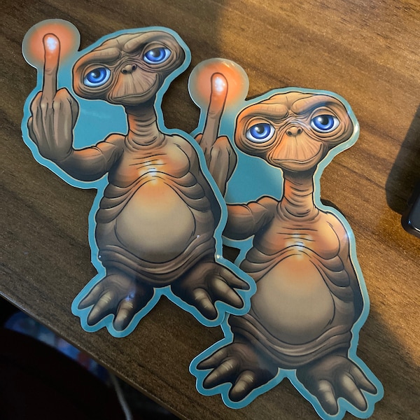 E.T. Middle Finger Vinyl Sticker - Etsy