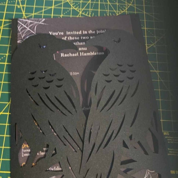 Gothic Wedding Invitation Template Svg, Crows Halloween Gatefold Invite ...