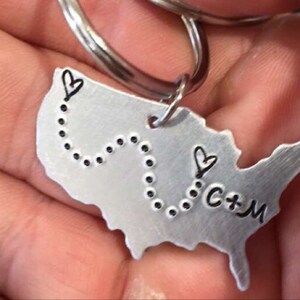 Custom initials USA state keychain any state US hand stamped | Etsy