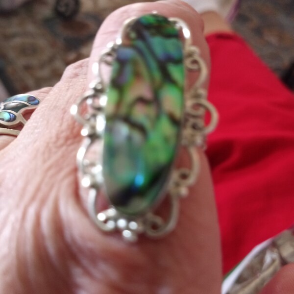 Abalone Shell Ring, 925 Silver Ring, Handmade Ring, Abalone Ring, Beautiful Ring, Antique Ring ...
