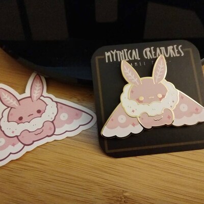 Black and Pink Cryptid Mothman Mythical Creature Enamel Pin - Etsy