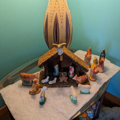 Vintage Mexico Pottery Nativity Set Mexican Folk Art Christmas ...