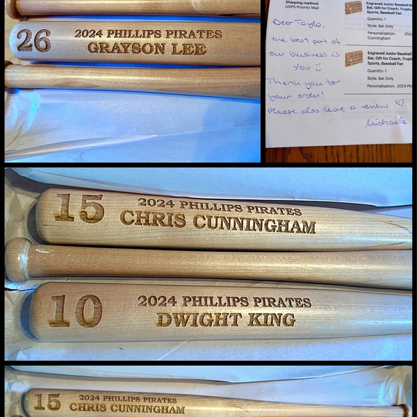 Engraved Junior Baseball Bat, Personalized Team Baseball Bat, Gift for ...