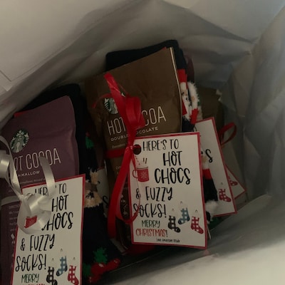 Printable/editable Here's to Hot Chocs and Fuzzy Socks Christmas Gift ...