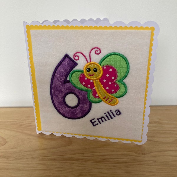Girl's 6th Birthday Applique Machine Embroidery Design, Number 6, Cute ...