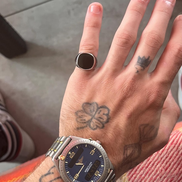 Mens Ring Gold St Michael Ring Signet Sovereign Rings for Men, Large ...