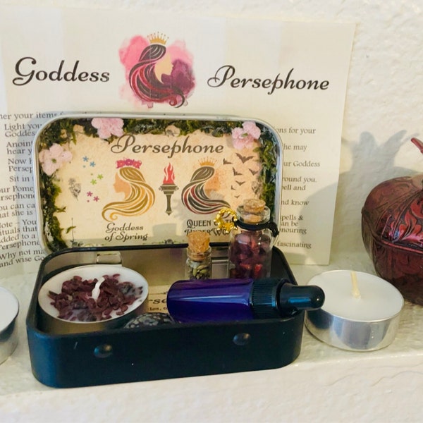 Goddess Persephone Altar Tin, Queen of the Underworld Shrine Kit ...