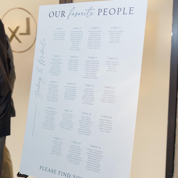 Wedding Guest Seating Chart | Personalized Guest List and Seating Table ...