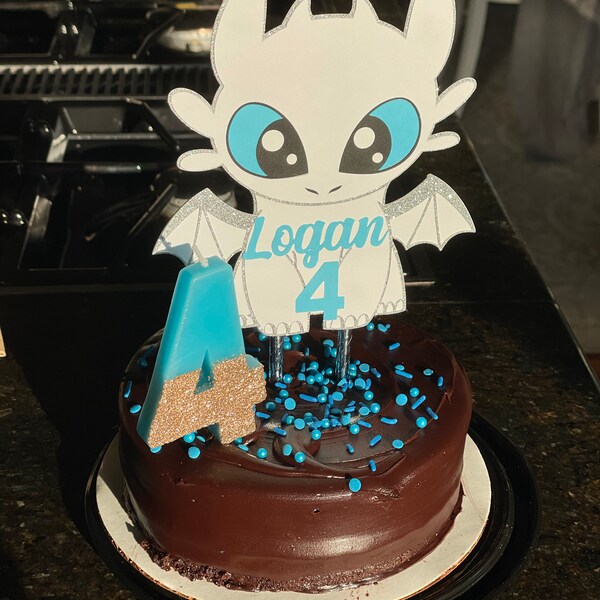 Light Fury Dragon: How to Train Your Dragon Birthday Cake Topper ...