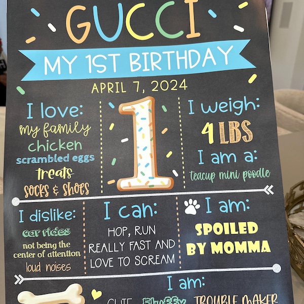 Dog First Birthday Sign, Puppy 1st Birthday Poster, Puppy First ...
