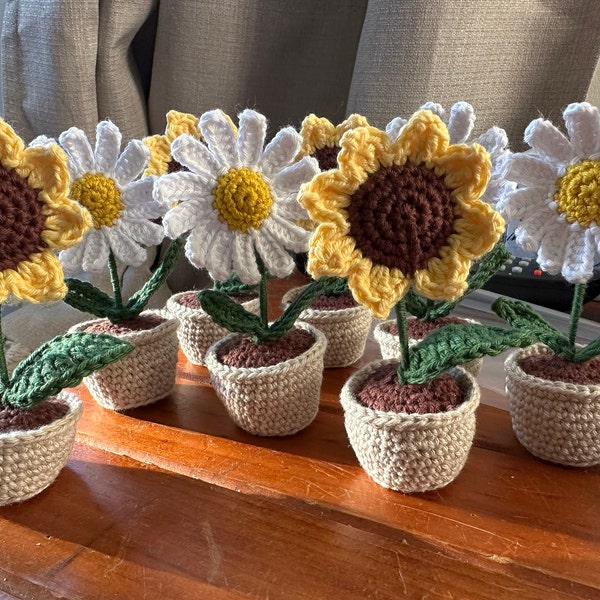 Sunflower in a Pot Crochet PATTERN, Crochet Sunflower Pattern PDF, Mini ...