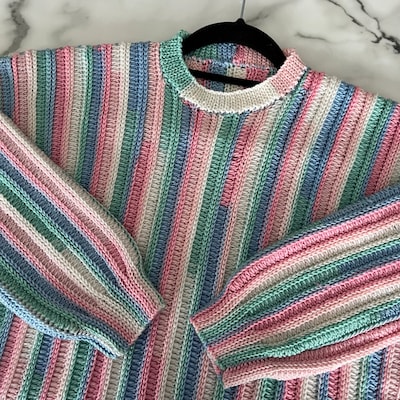 Oversized Ribbed Crochet Sweater // Knit-look Crochet Pullover // Easy ...