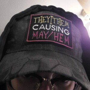 They/them Causing May/hem Pronoun Patch, Non-binary Personal Pronouns ...