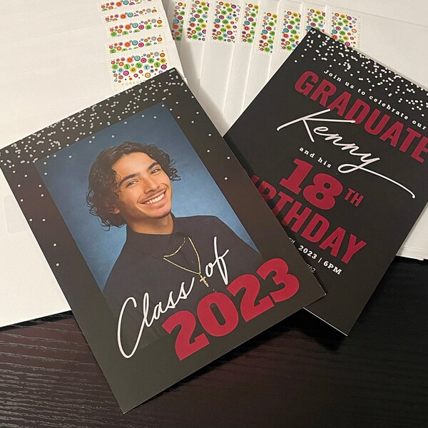 Graduation and 18th Birthday Invitation With Picture, Birthday and ...