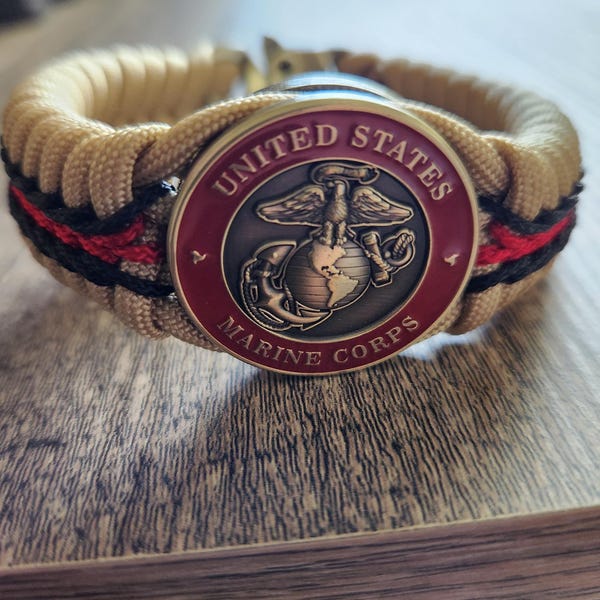 Marine Corps Paracord Bracelet, USMC Gifts, Military Gift for Veteran ...
