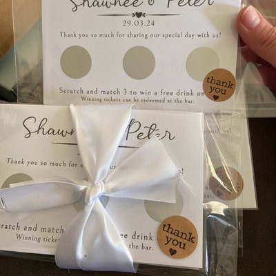Wedding Scratch Card, Custom Scratch Card, Wedding Favours, Drink Token ...