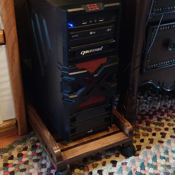 Dark Walnut Gaming PC Case Stand for Desktop Computer Tower, Geek Gifts ...