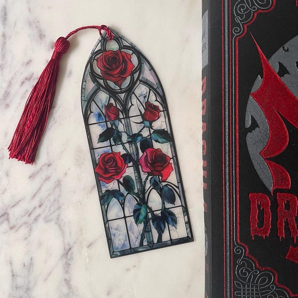 Rose Bookmark | Floral Transparent Bookmark | Clear Gothic Bookmark ...