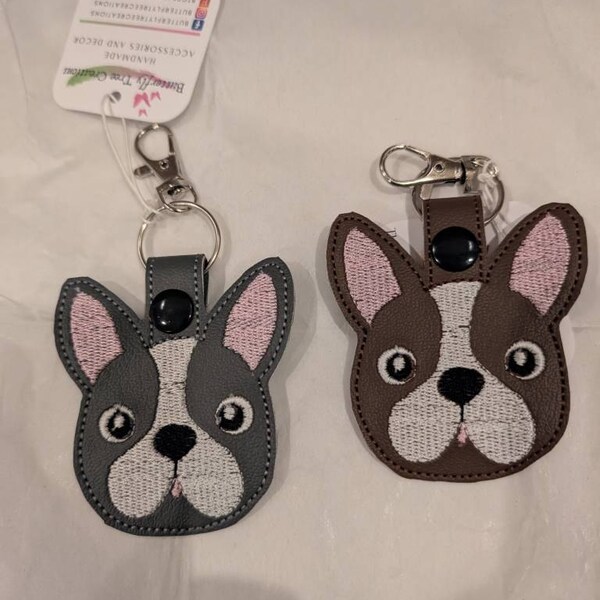 Realistic Pug Keychain: Embroidered Faux Leather Key Fob or Bag Charm ...